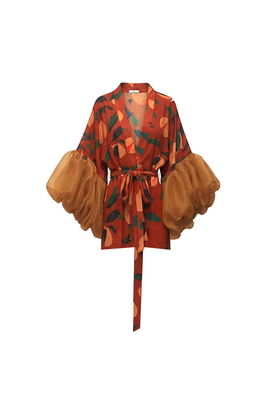 Rust Haven Nutmeg Wilted Sleeve Short Robe – Fe Noel